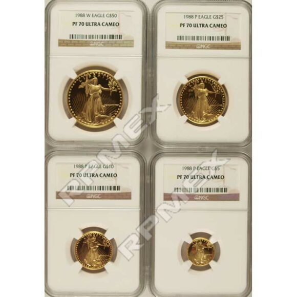 1988 Gold American Eagle Proof 4 Coin Set NGC PF70 – Republic Precious ...